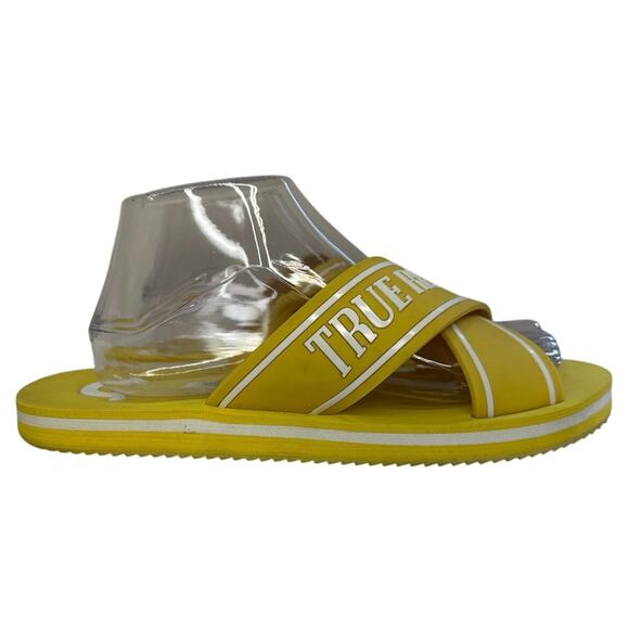 True Religion | Shoes | True Religion Yellow With White Slide Sandals ...